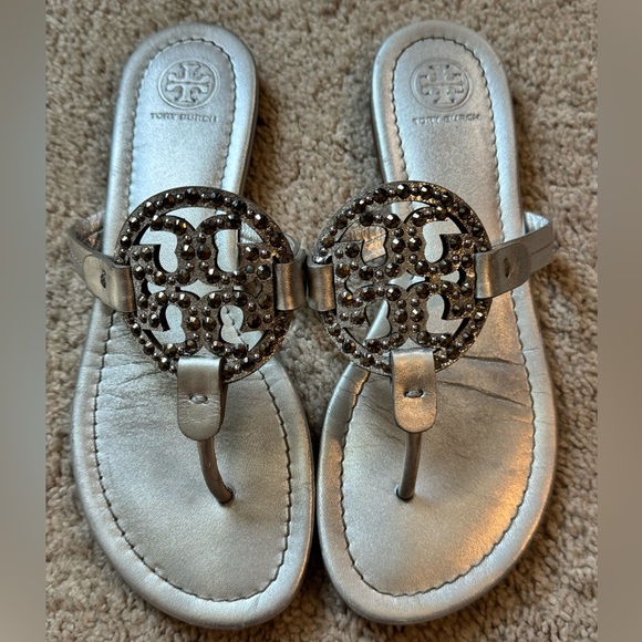 Fascinating Silver Tory Burch Sandals Photos